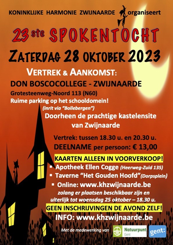 Koninklijke Harmonie Zwijnaarde: Kalender - SPOKENTOCHT 2023